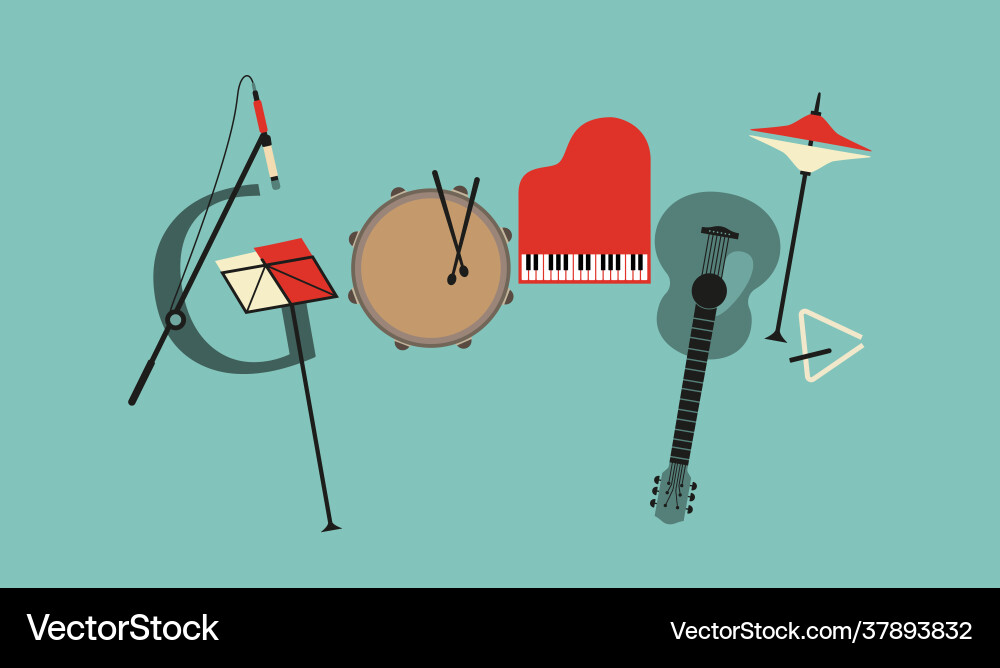 Google doodle musical instruments icon Royalty Free Vector