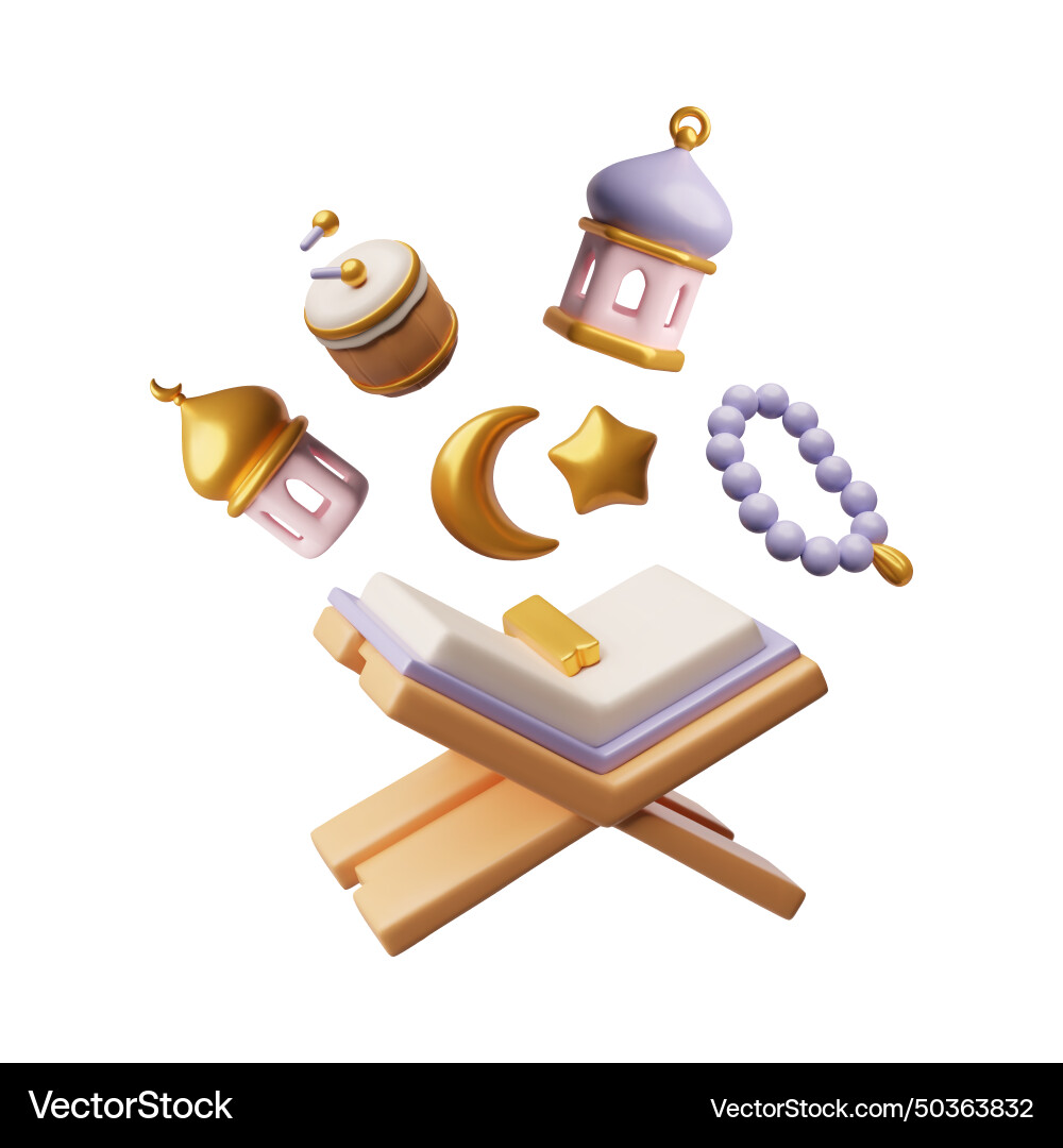 Islamic ramadan religion shrines symbols 3d Vector Image