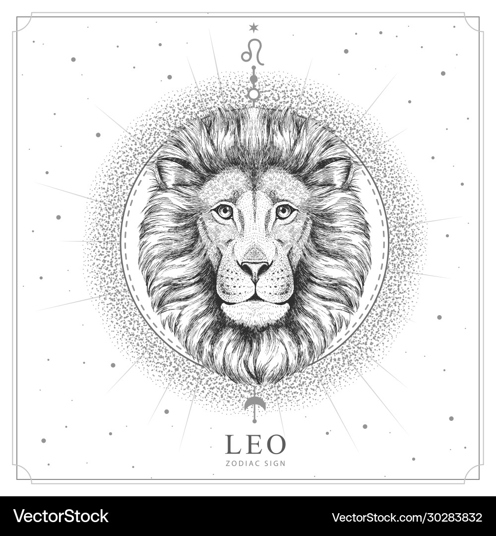 Magic witchcraft card with leo zodiac sign Vector Image