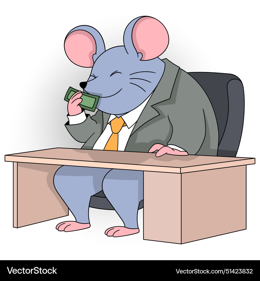 Mouse businessman boss sitting enjoying Royalty Free Vector