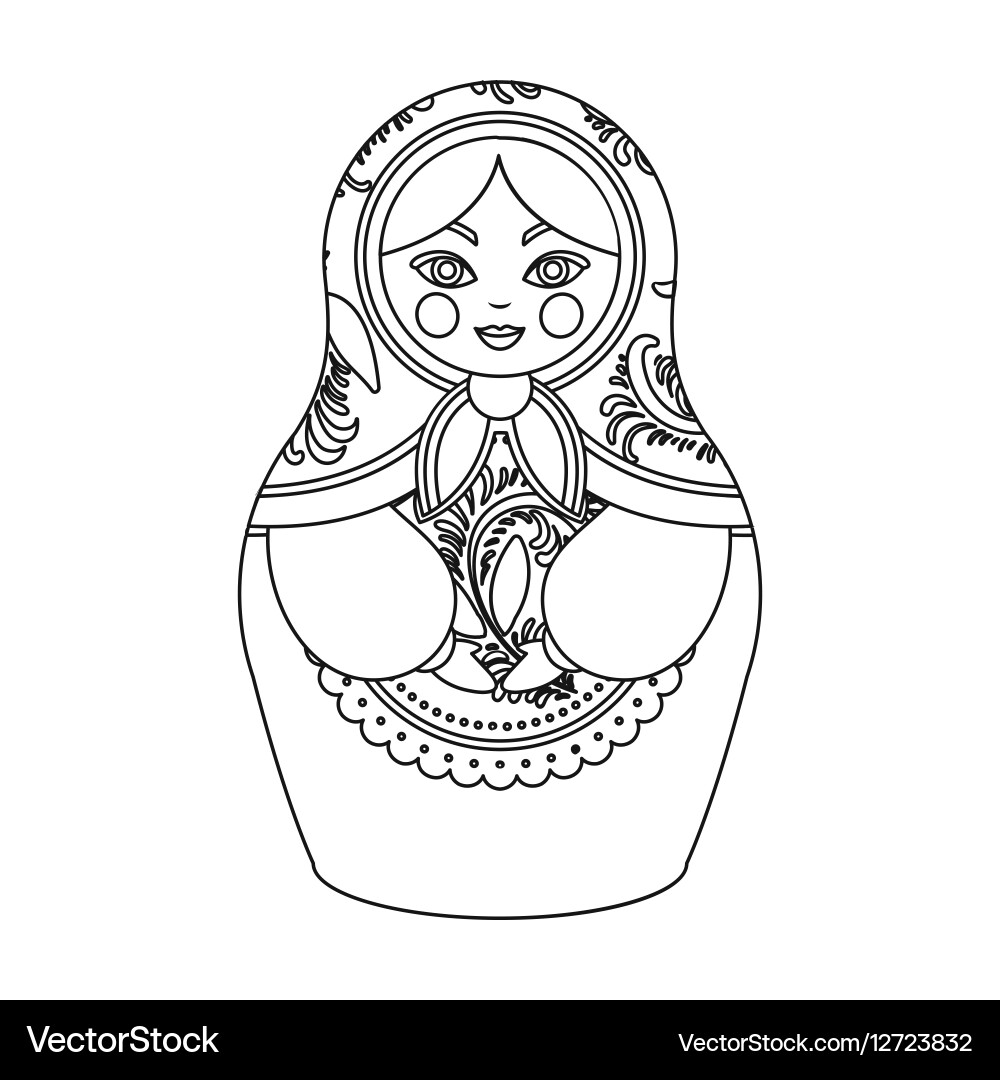 Russian Matryoshka Doll Outline Royalty Free Vector Image