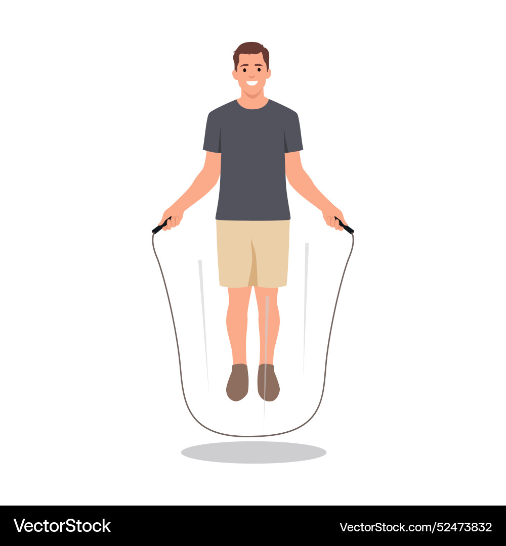 Young man skipping with a jump rope Royalty Free Vector