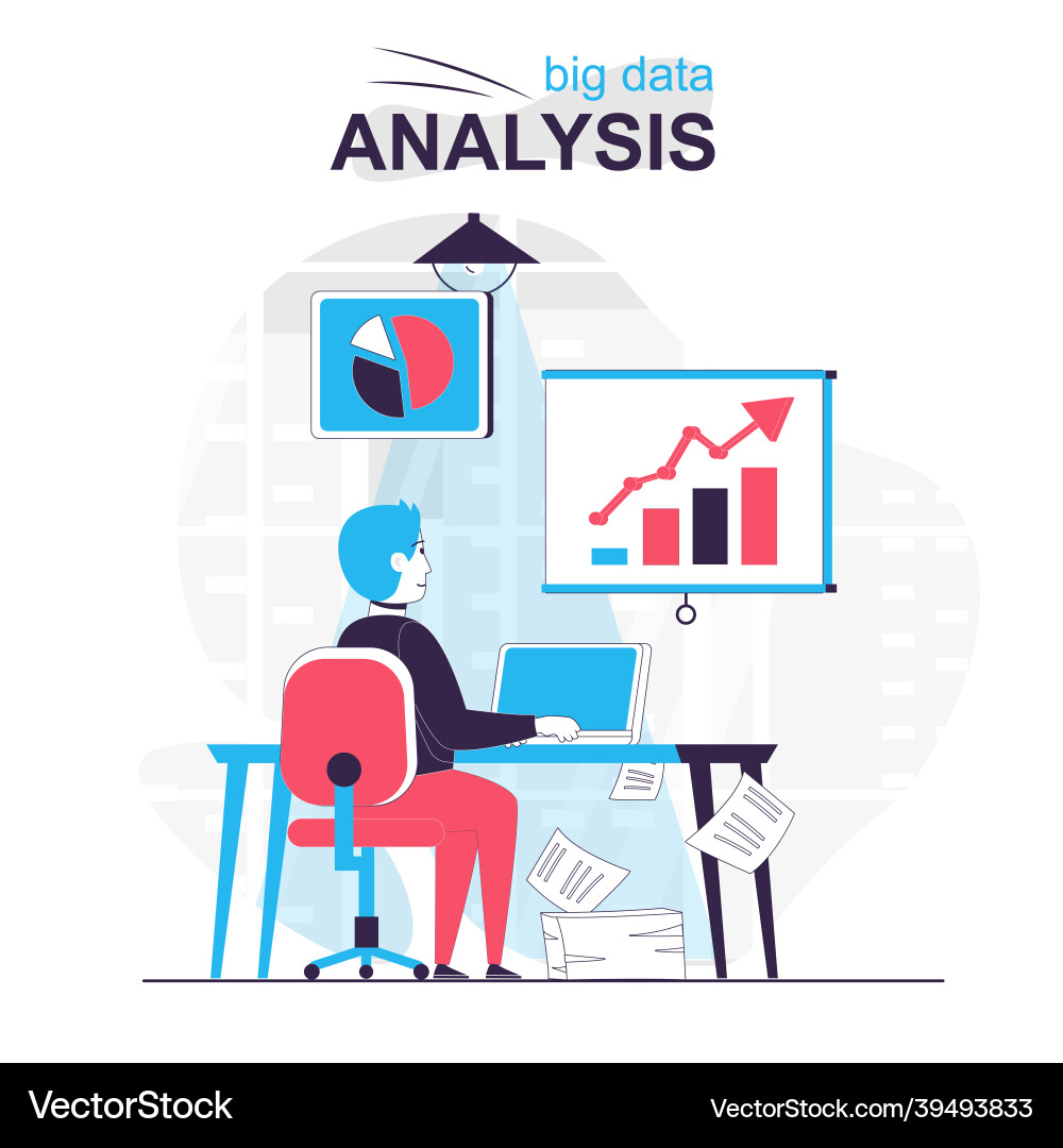 Big data analysis isolated cartoon concept Vector Image