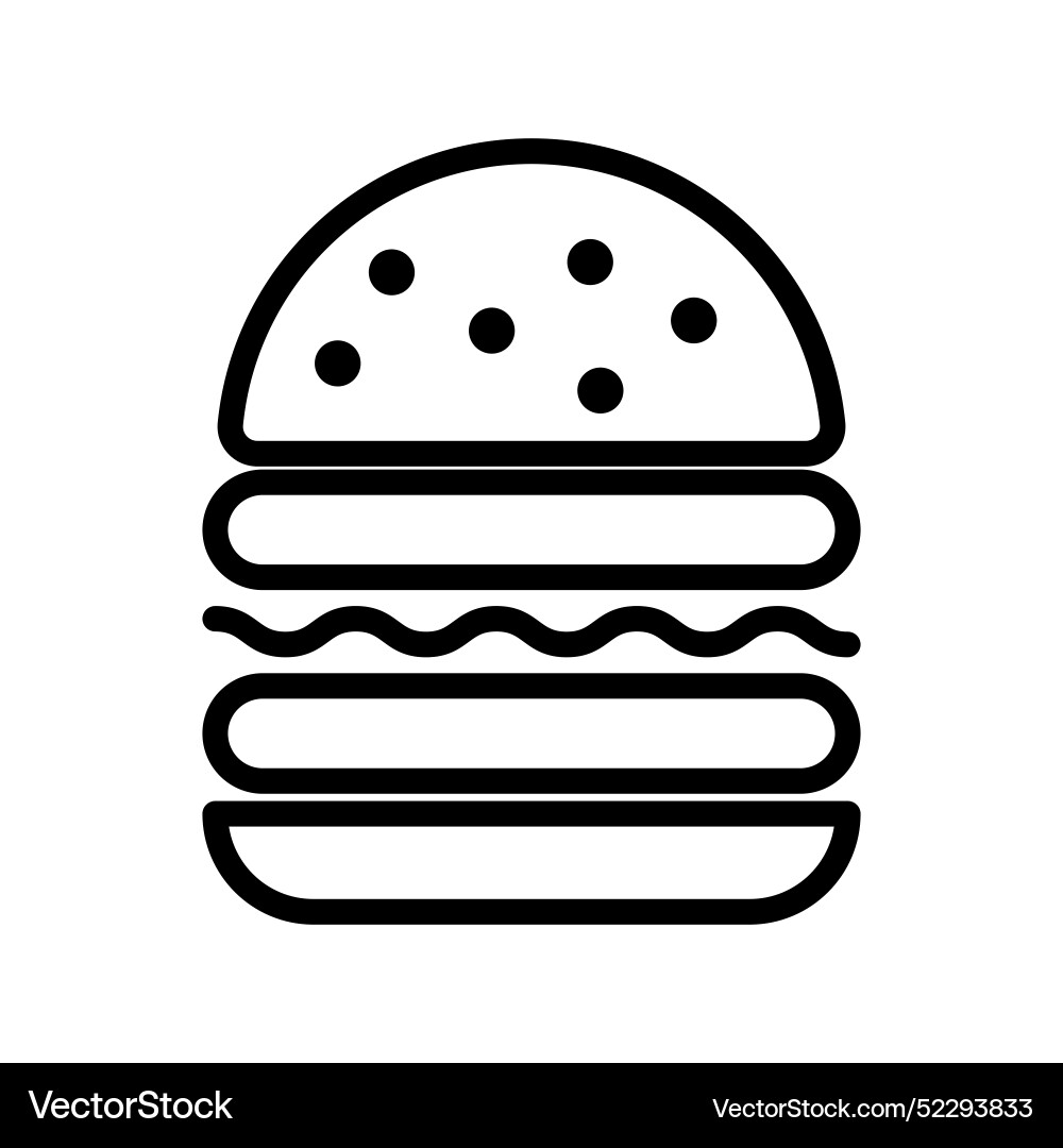 Burger icon linear logo mark in black and white Vector Image