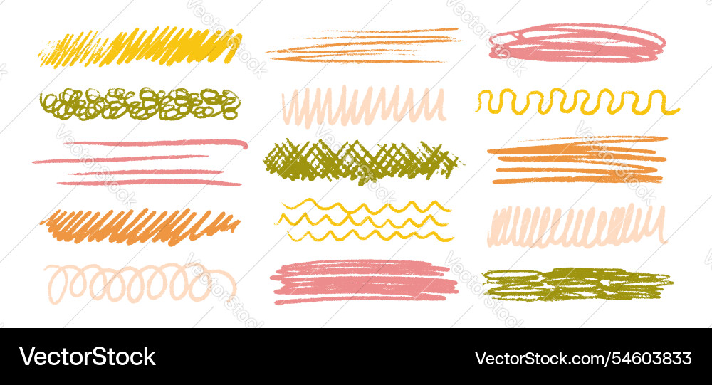 Charcoal pencil scribble set crayon brush Vector Image