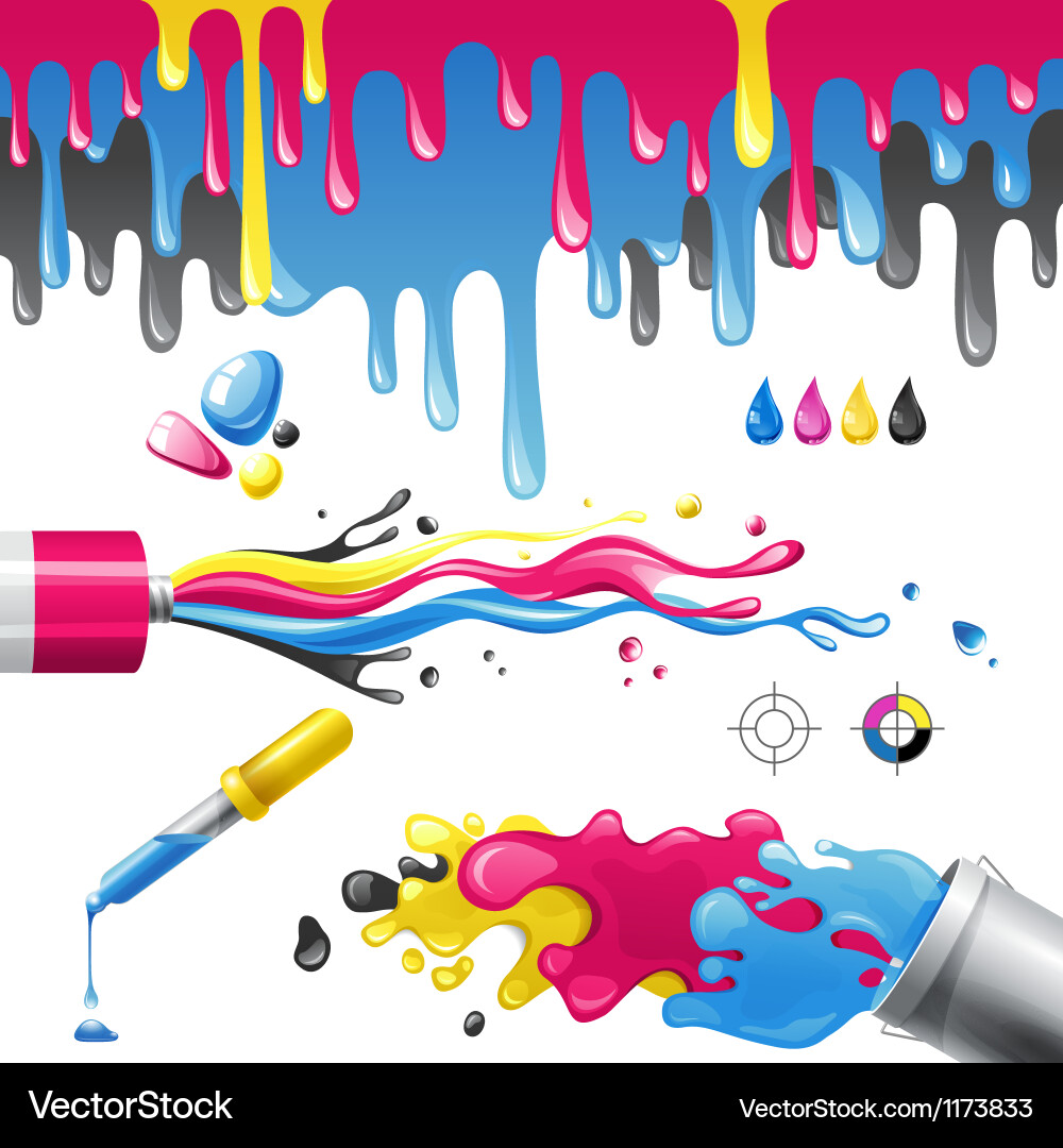 CMYK Color Splashes Royalty Free Vector Image - VectorStock
