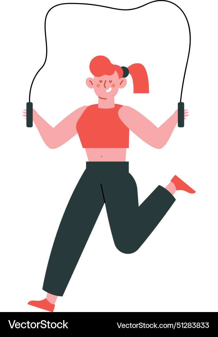 Gym practicing woman with jump rope Royalty Free Vector