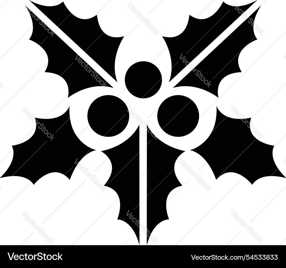 Holly leaves and berries stencil for decorating Vector Image