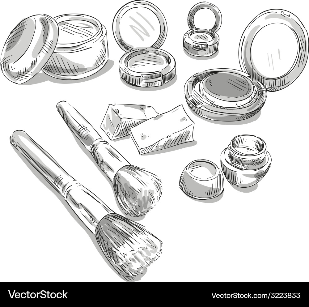 Makeup products drawing Royalty Free Vector Image