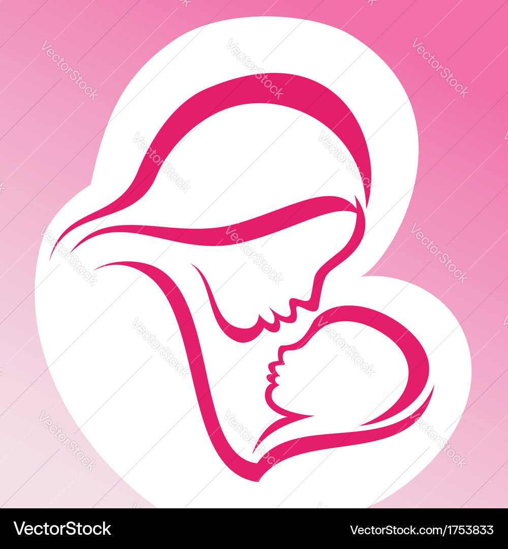 Mother and baby symbol Royalty Free Vector Image