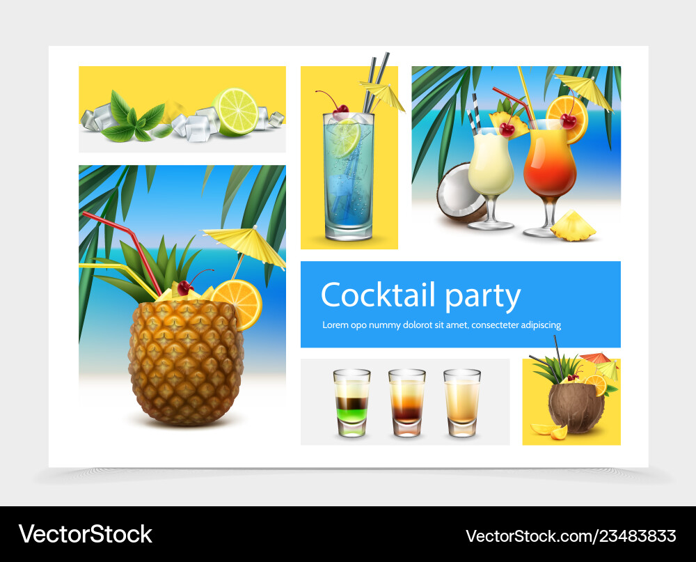 Realistic cocktail party concept Royalty Free Vector Image