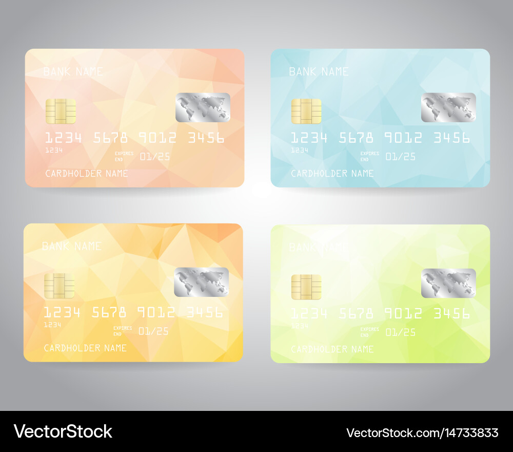 Realistic detailed credit cards set Royalty Free Vector