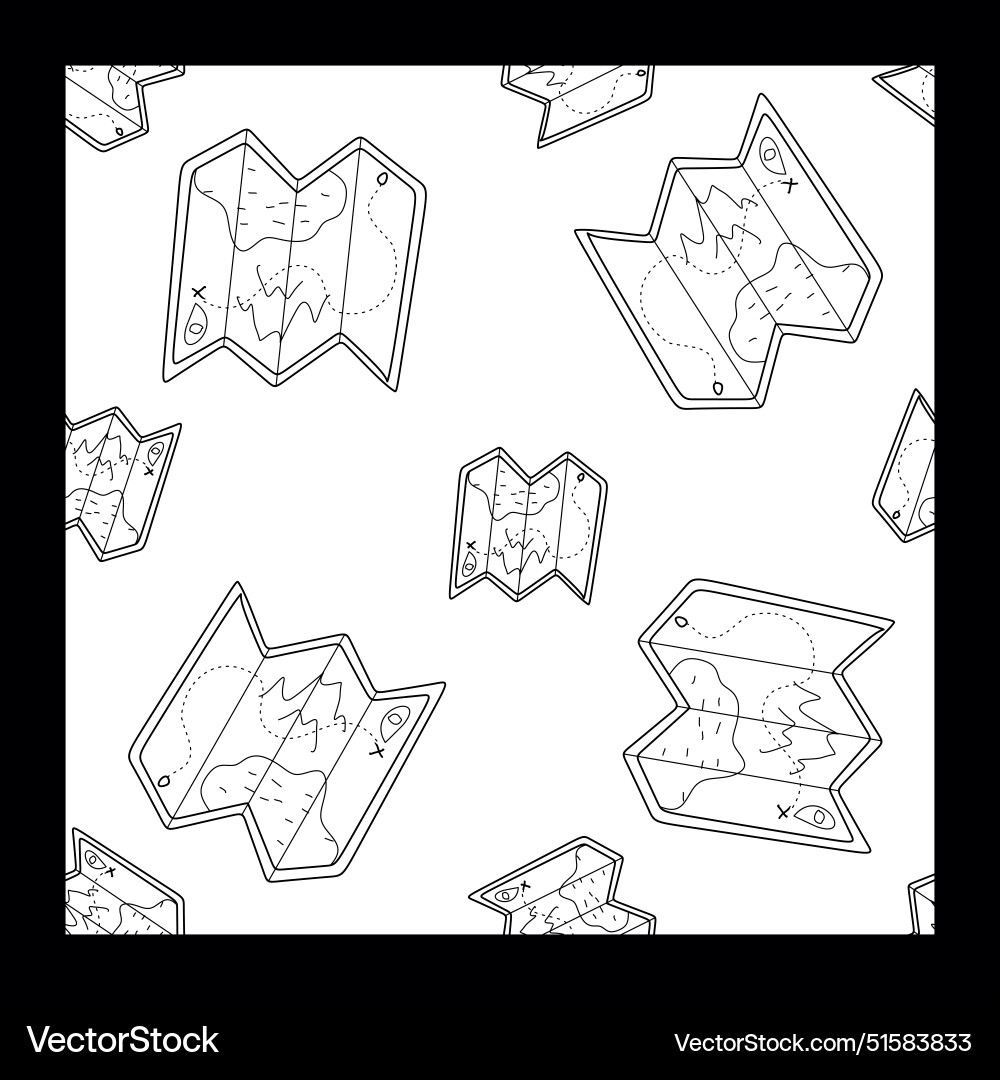 Travel seamless pattern with tourist map thin Vector Image