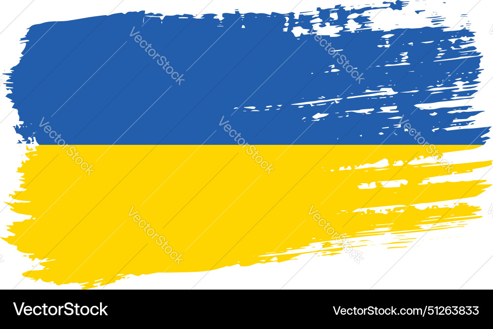 Ukraine flag wide brush stroke on transparent Vector Image