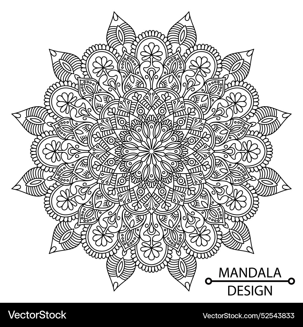 Zen like mandala design of coloring book page Vector Image