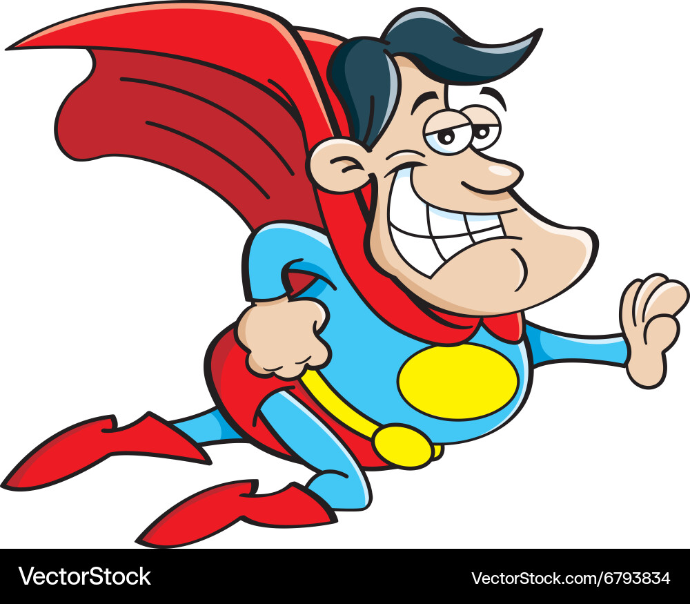 Cartoon flying super hero Royalty Free Vector Image