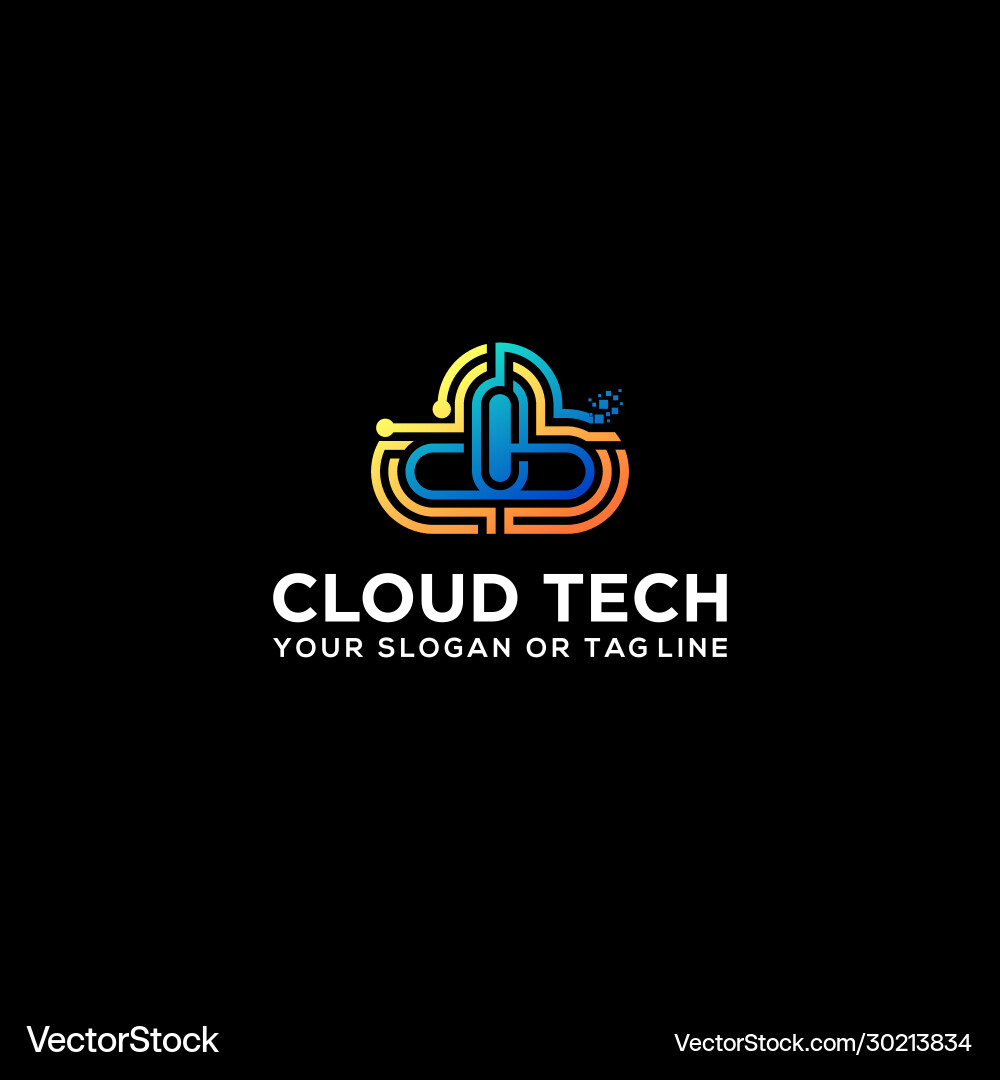 Cloud tech logo design Royalty Free Vector Image
