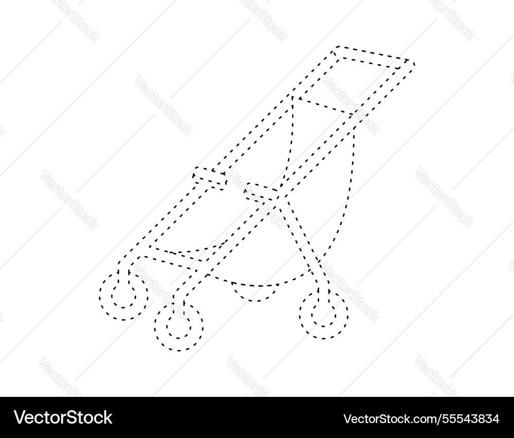 Dashed pram outline for coloring book template Vector Image
