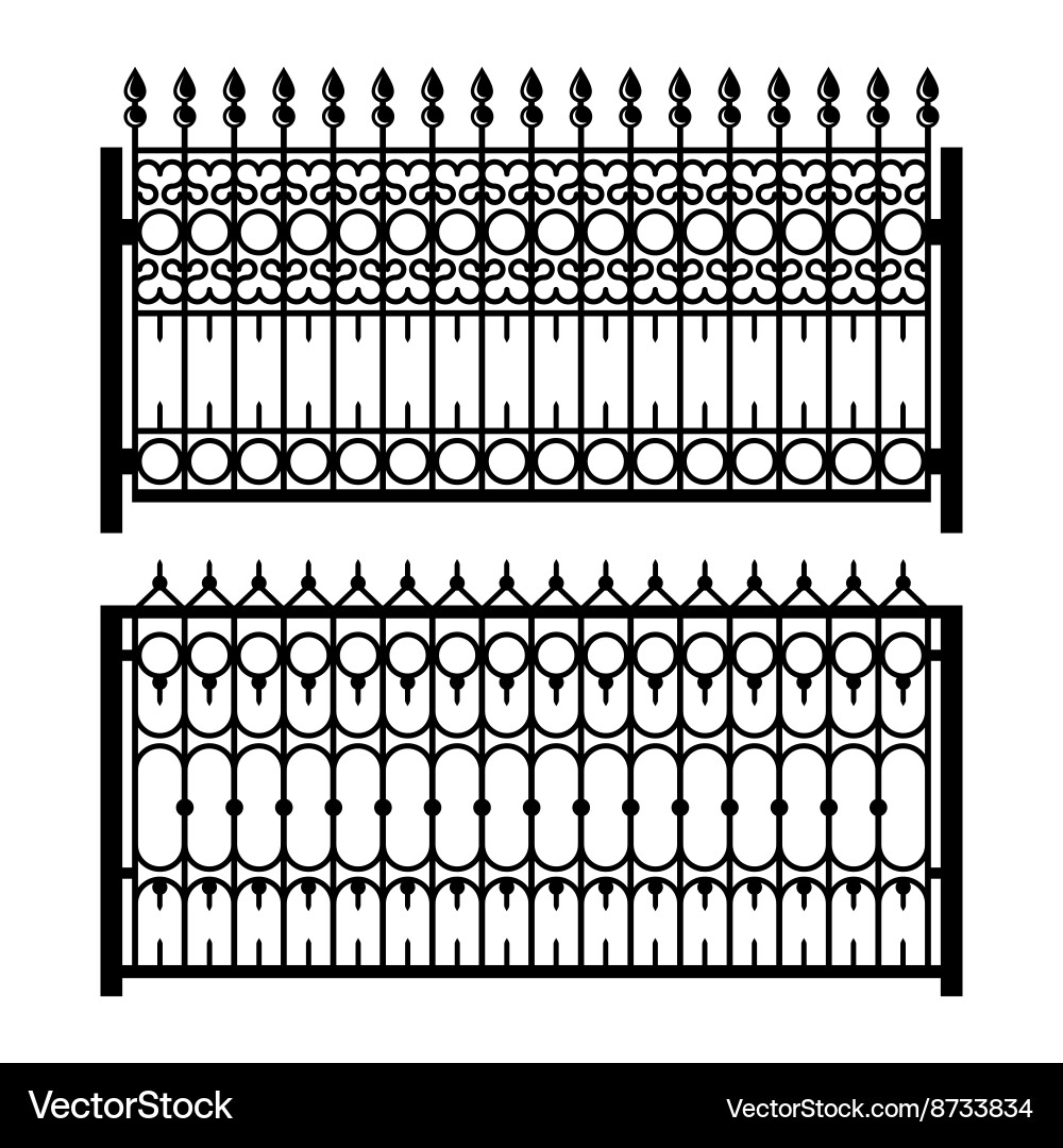 Old style decorative iron fences set Royalty Free Vector