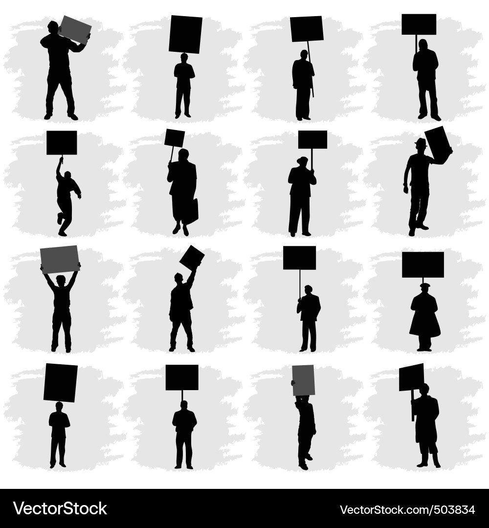 People holding sign Royalty Free Vector Image - VectorStock