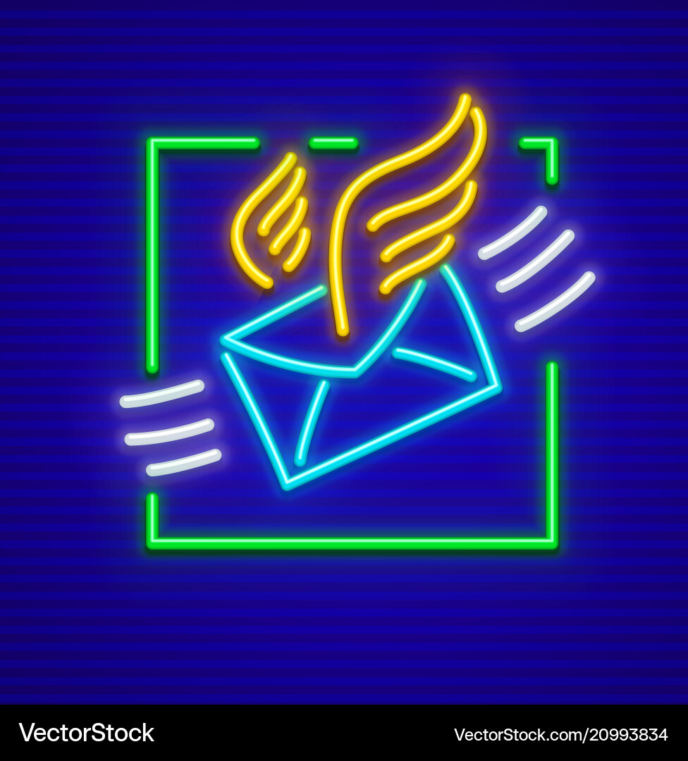 Post icon neon envelope letter Royalty Free Vector Image