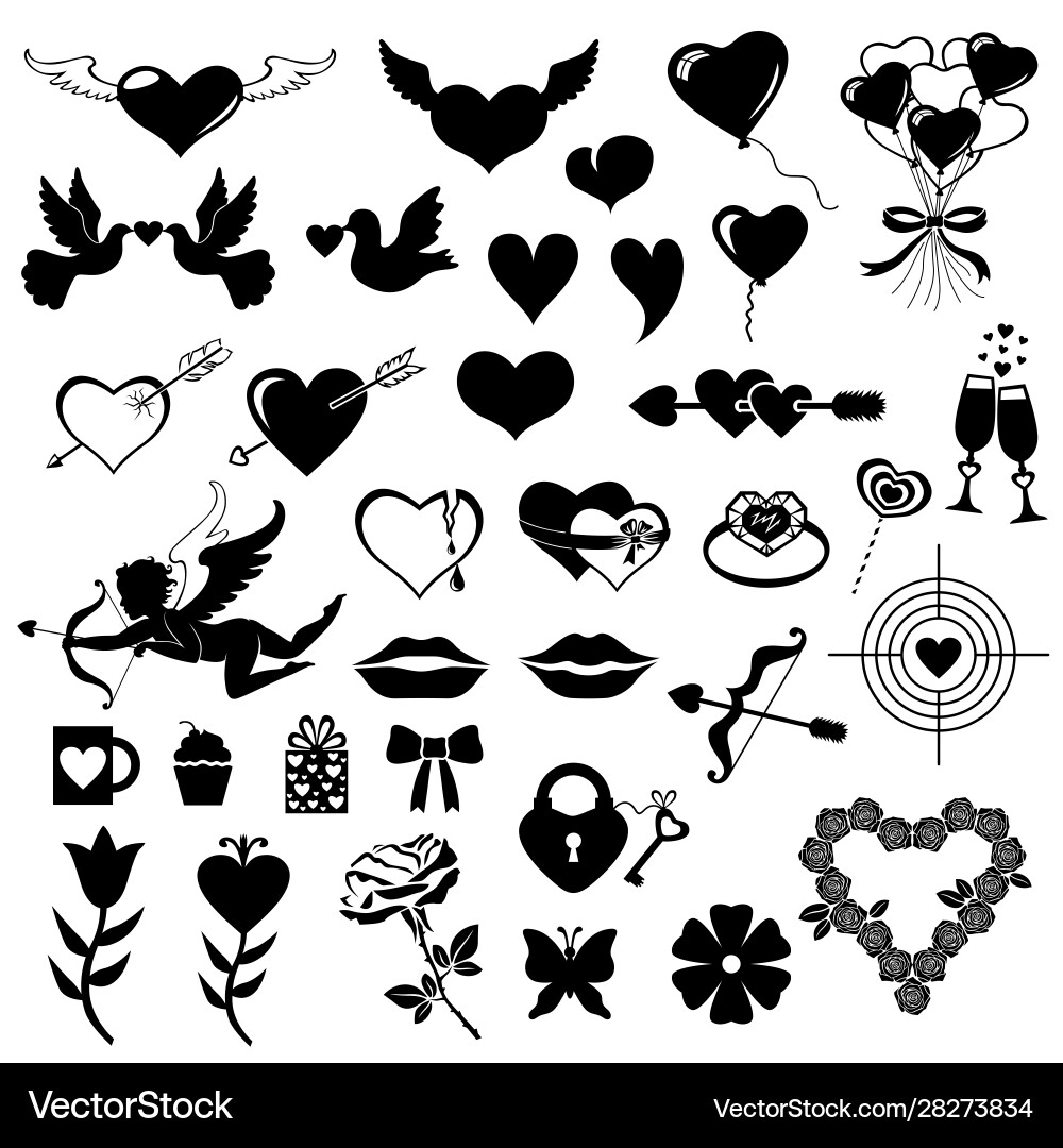 Valentines symbol set Royalty Free Vector Image