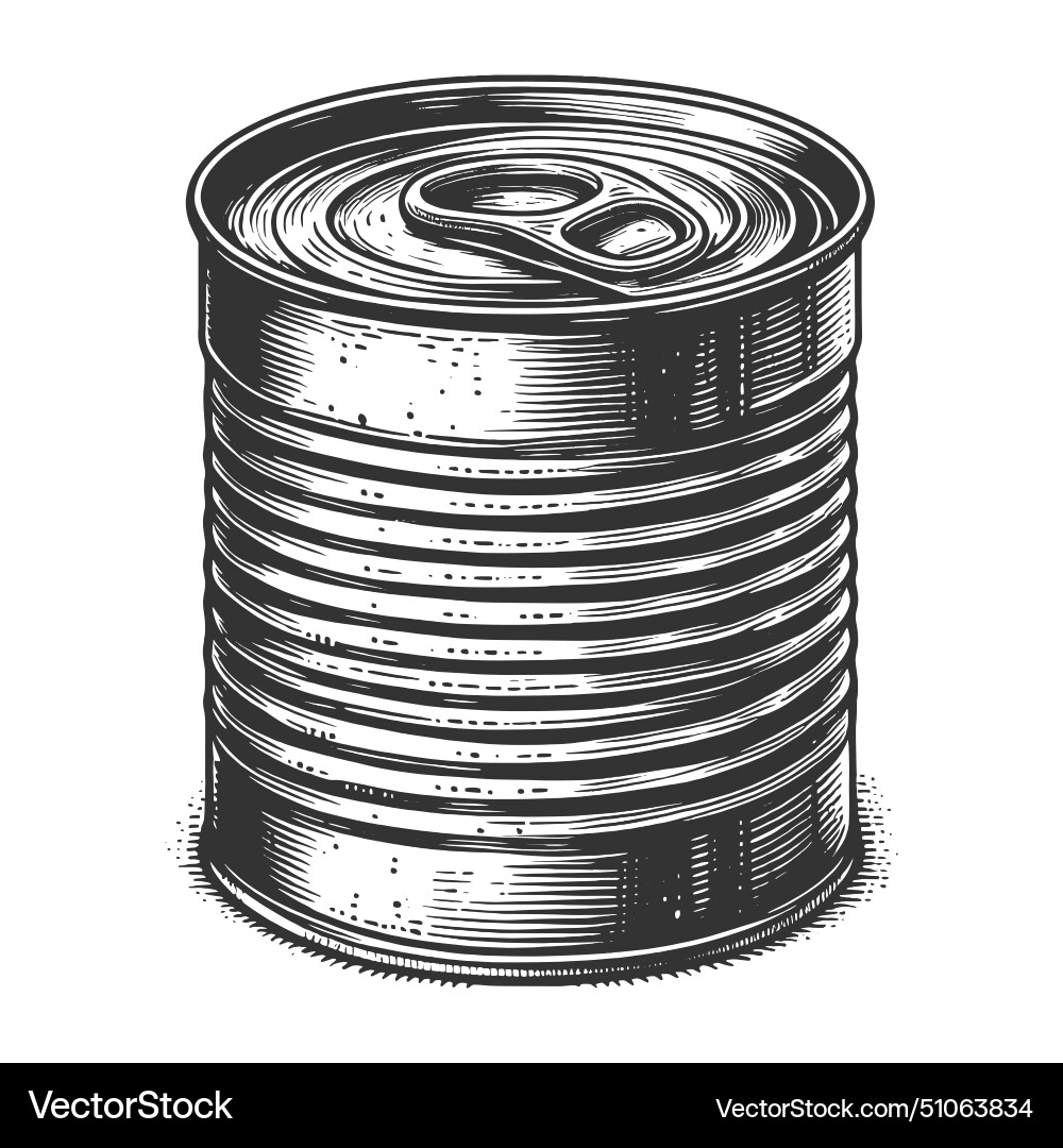 Vintage tin can engraving Royalty Free Vector Image