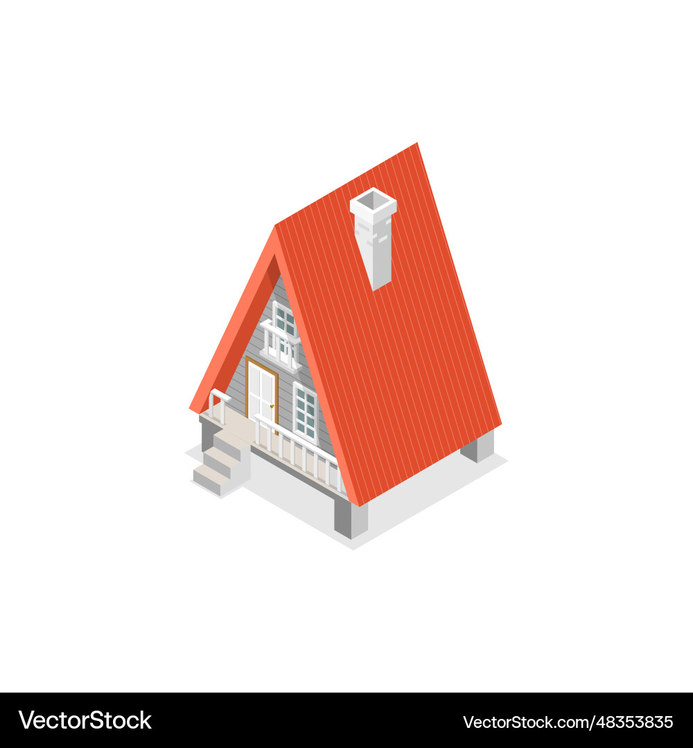 3d isometric flat set of lodges item 3 Royalty Free Vector