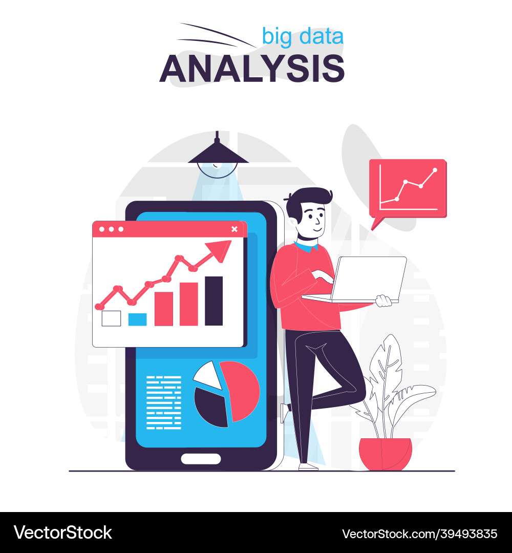 Big data analysis isolated cartoon concept Vector Image