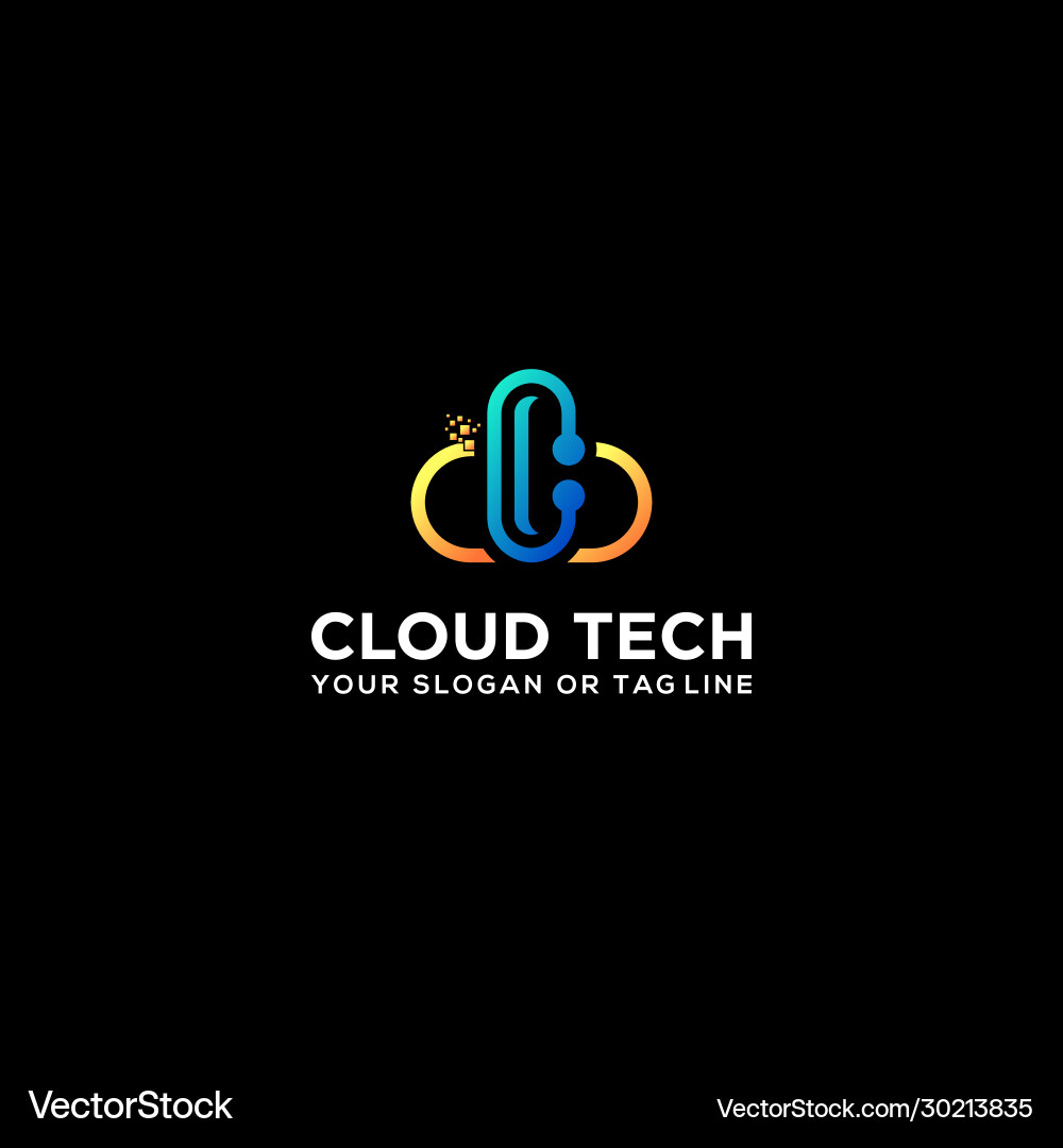 Cloud tech logo design Royalty Free Vector Image