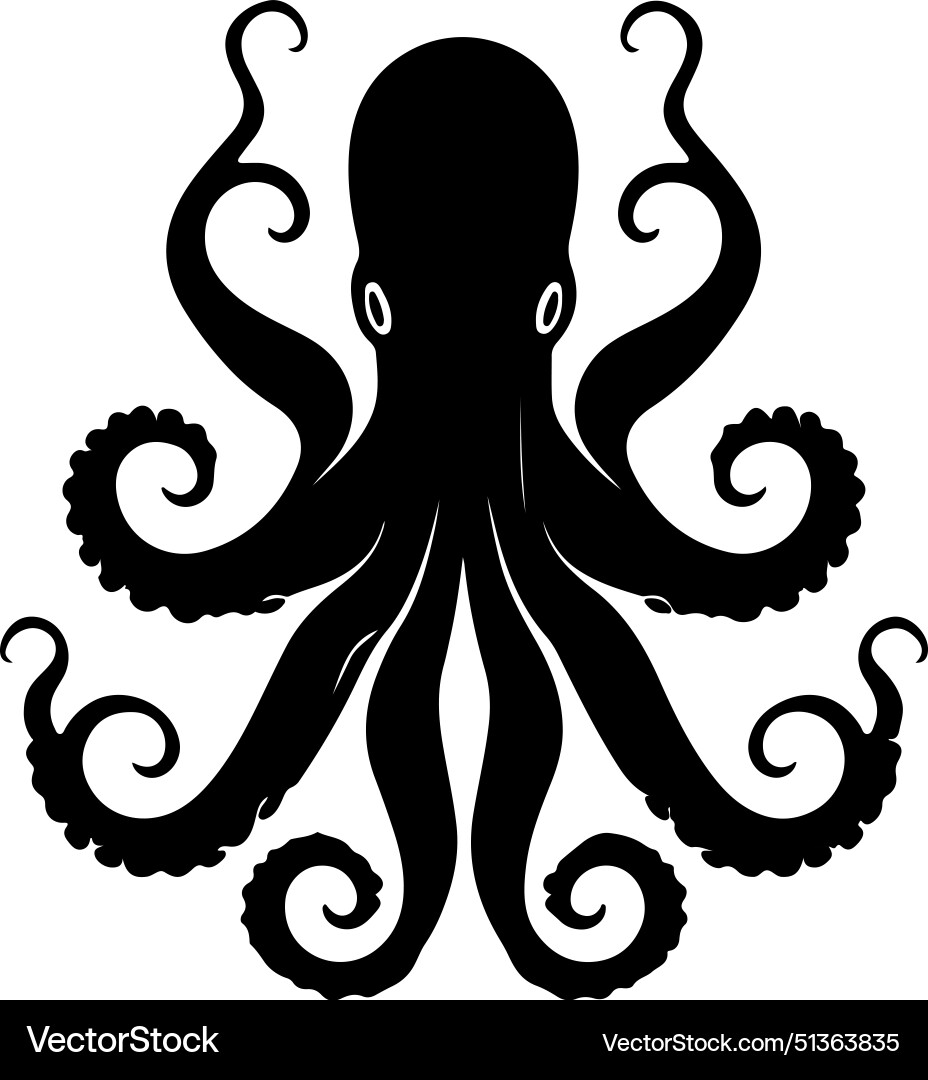 Octopus silhouette white background Royalty Free Vector