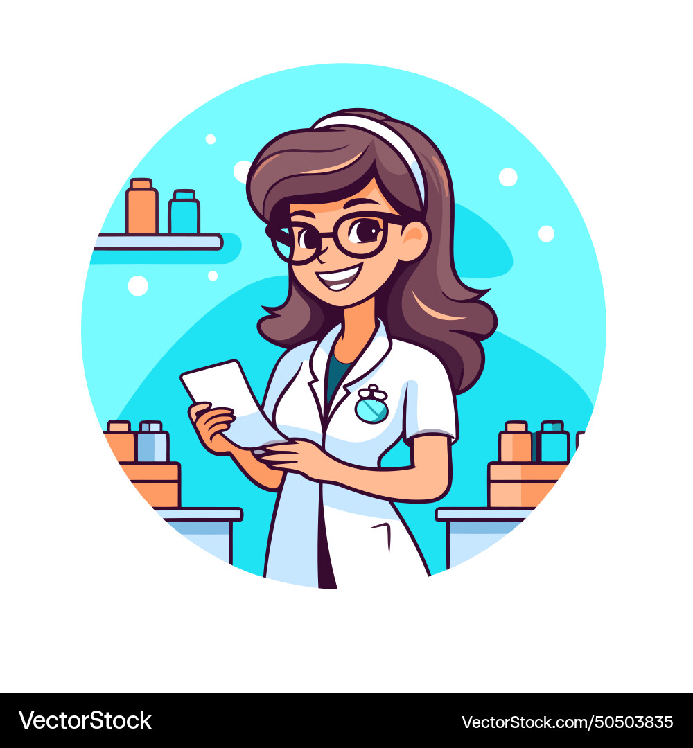 Pharmacist cartoon character in a flat style Vector Image