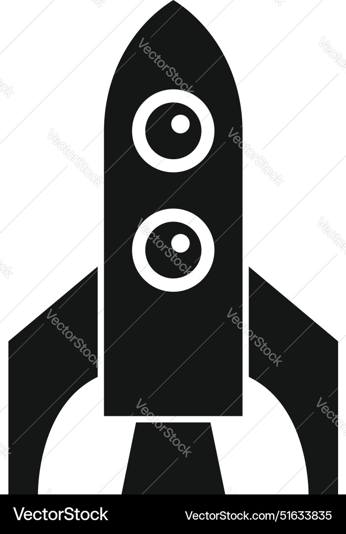Simple black rocket ship launching upward icon Vector Image