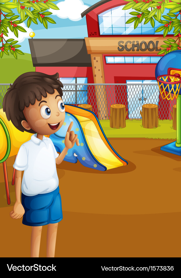 A happy student at the schools playground Vector Image