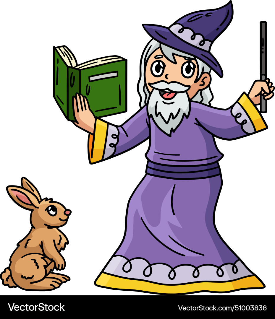Circus wizard with rabbit cartoon colored clipart Vector Image