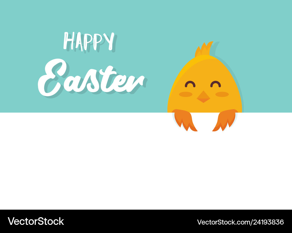 Cute little chick with happy easter sign Vector Image