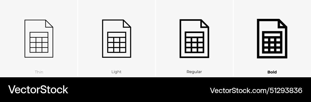 Data table icon thin light regular and bold style Vector Image