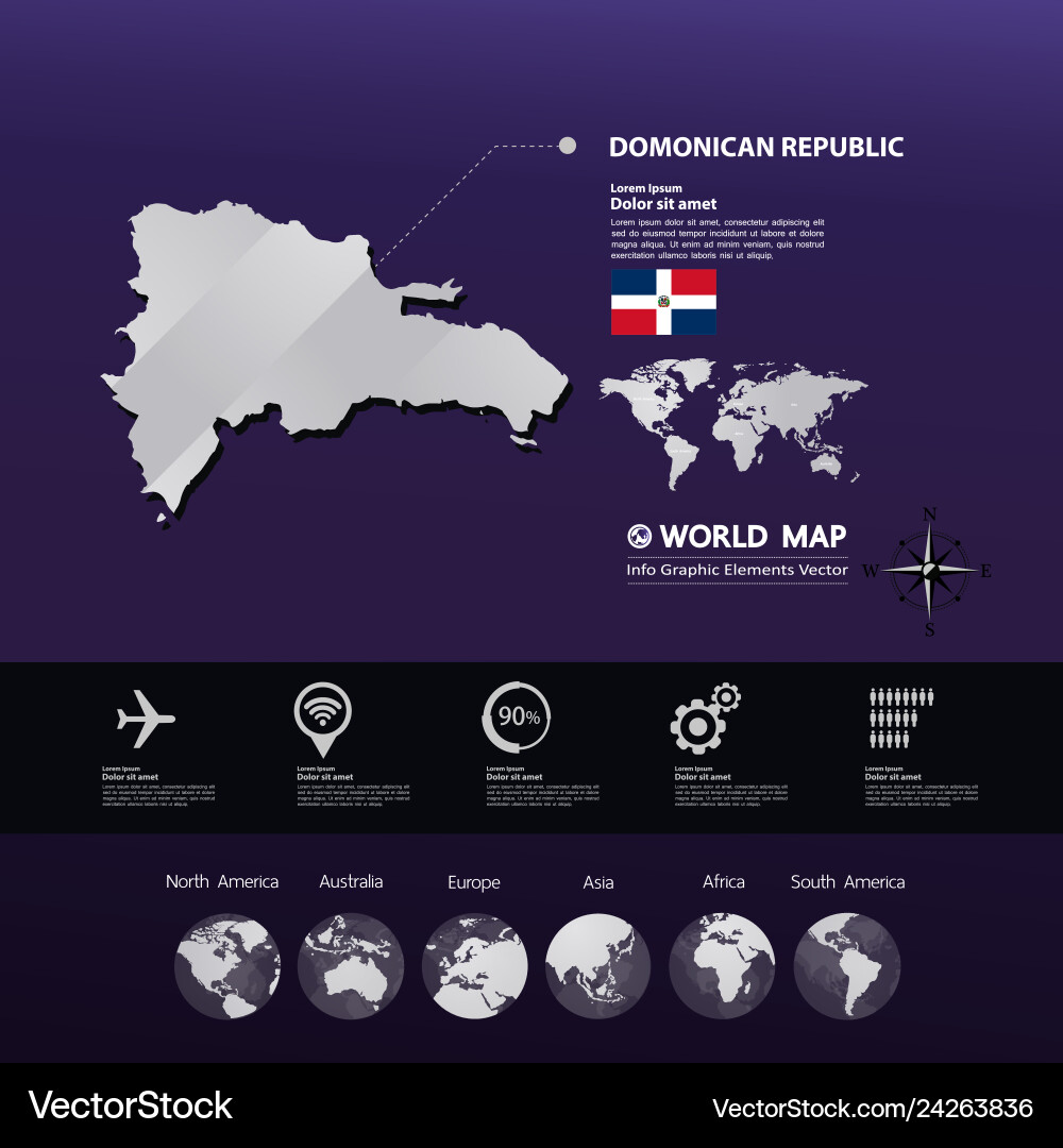Dominican republic map Royalty Free Vector Image
