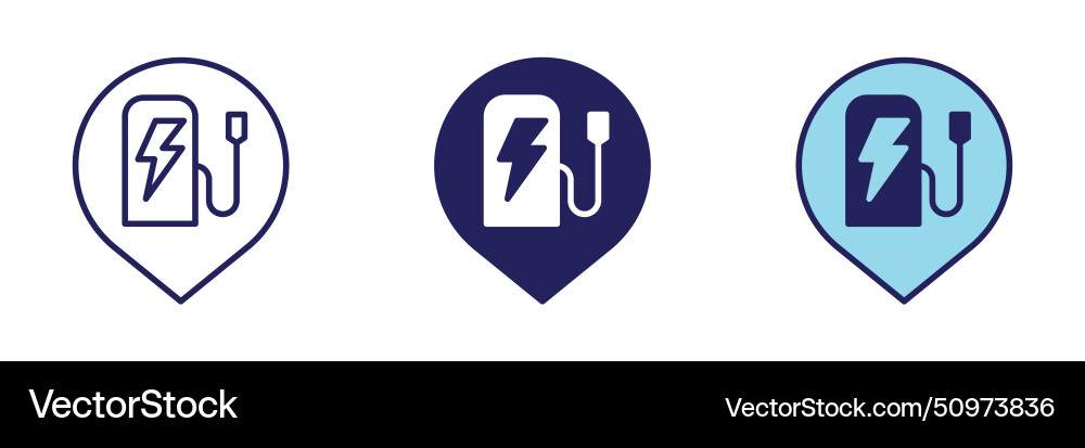 Electric car charging station pin icon Royalty Free Vector
