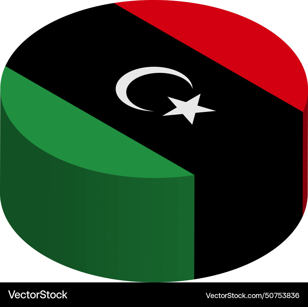 Isometric 3d circle flag of libya Royalty Free Vector Image