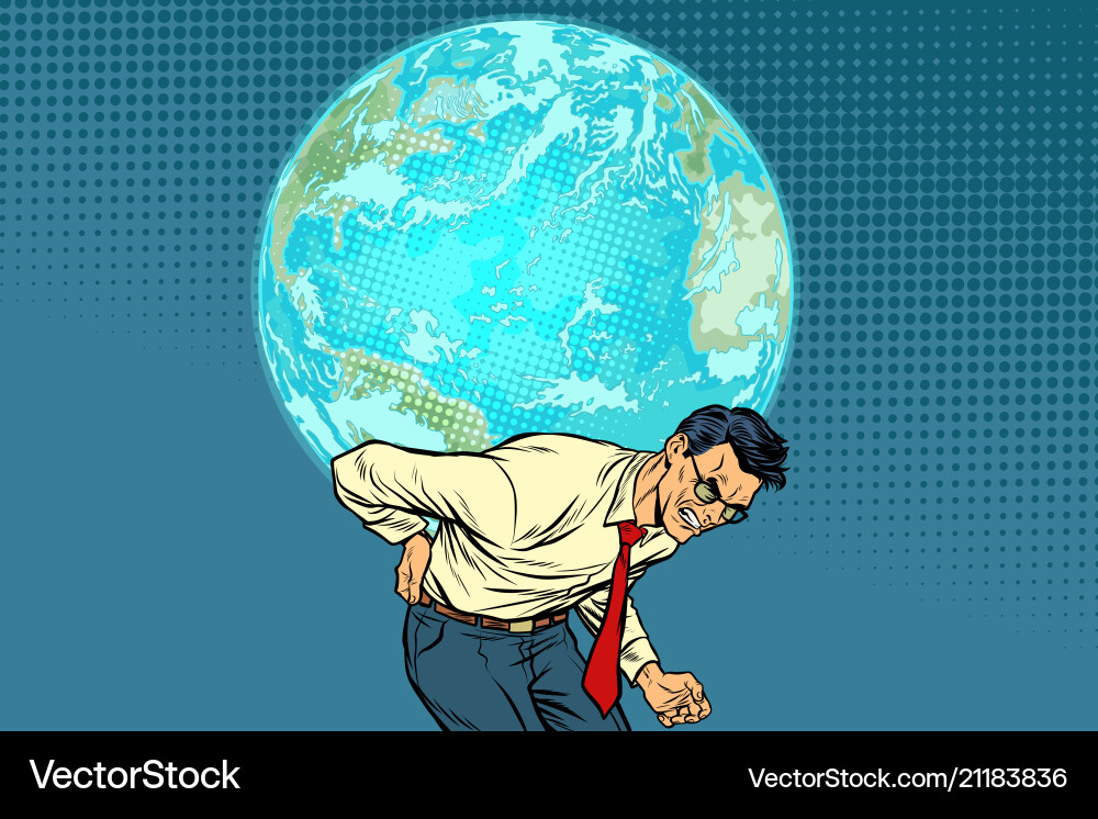 Man carrying planet earth Royalty Free Vector Image