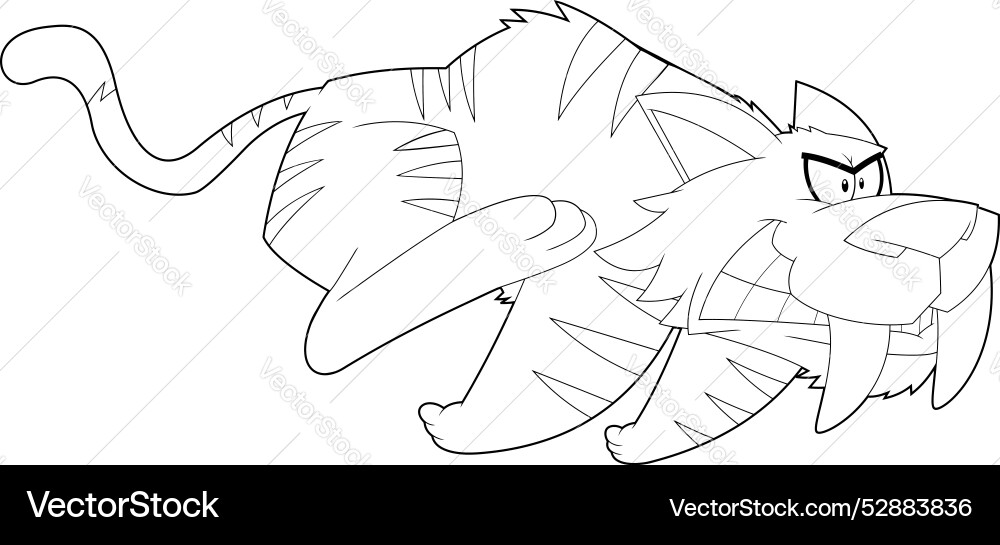 Outlined saber tooth tiger animal Royalty Free Vector Image