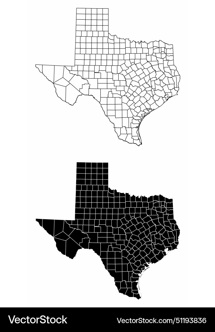 Texas state administrative maps Royalty Free Vector Image