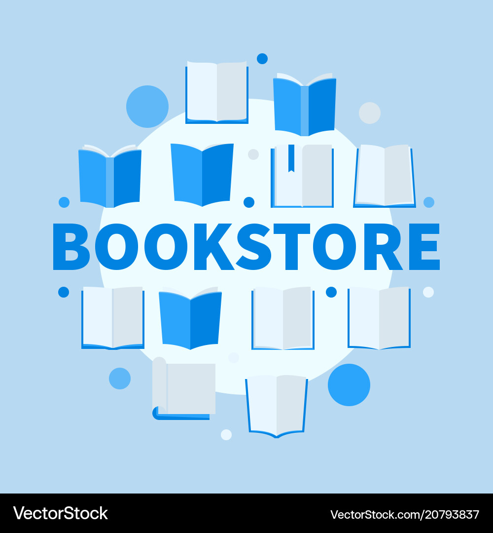 Blue Bookstore Round Symbol Royalty Free Vector Image