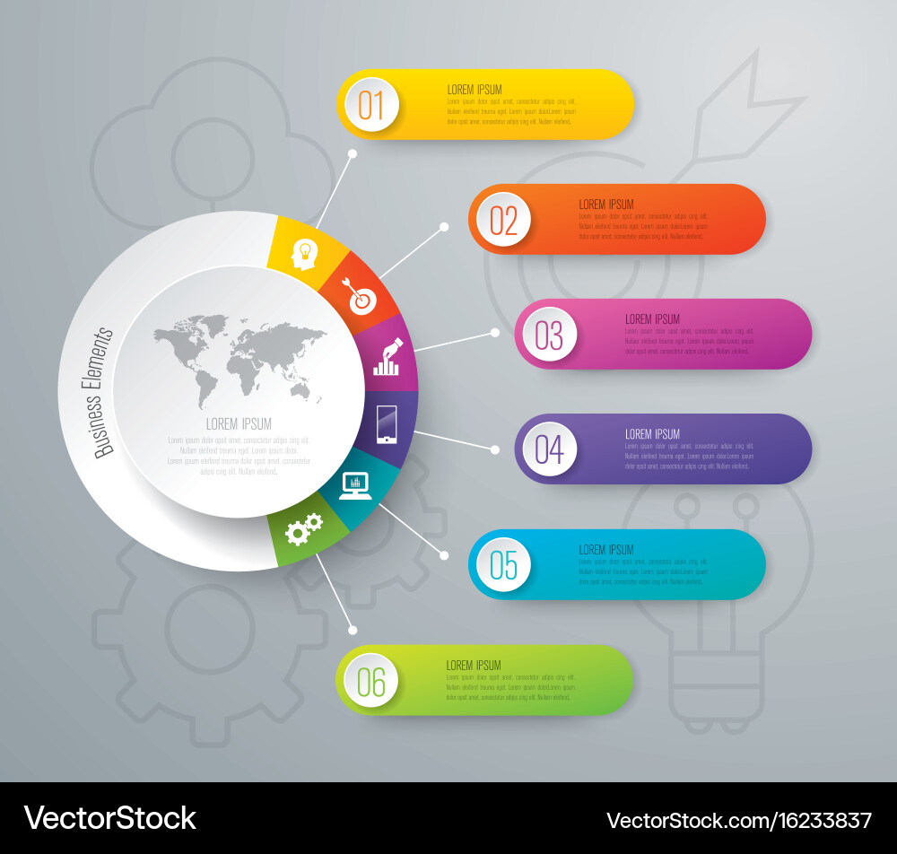 Infographics design with 6 options Royalty Free Vector Image