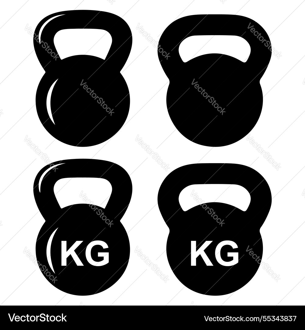 Kettlebell silhouette icon set Royalty Free Vector Image
