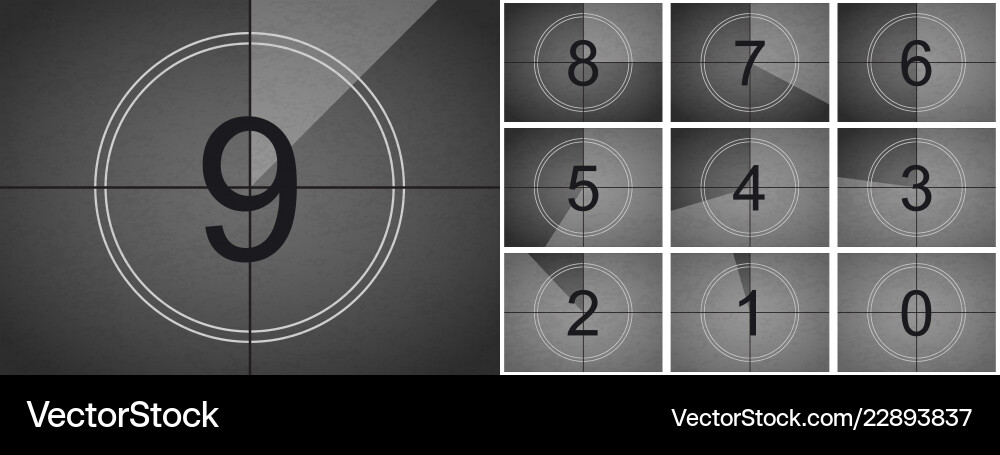 Retro Film Countdown Timer Royalty Free Vector Image