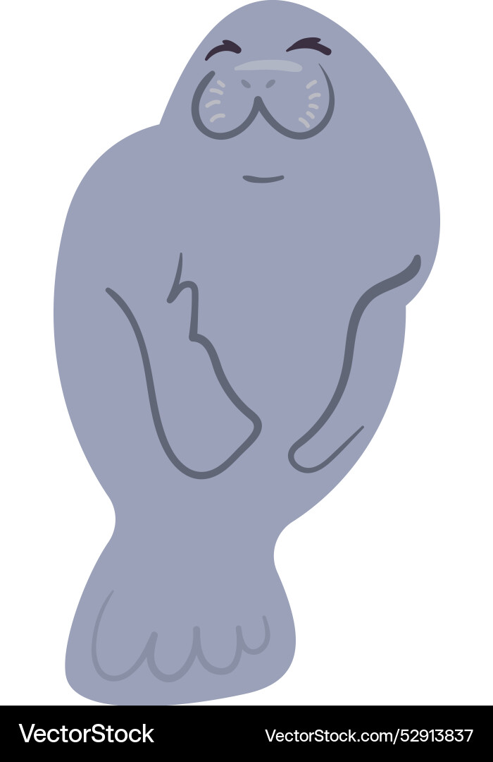Sea cow character cute Royalty Free Vector Image