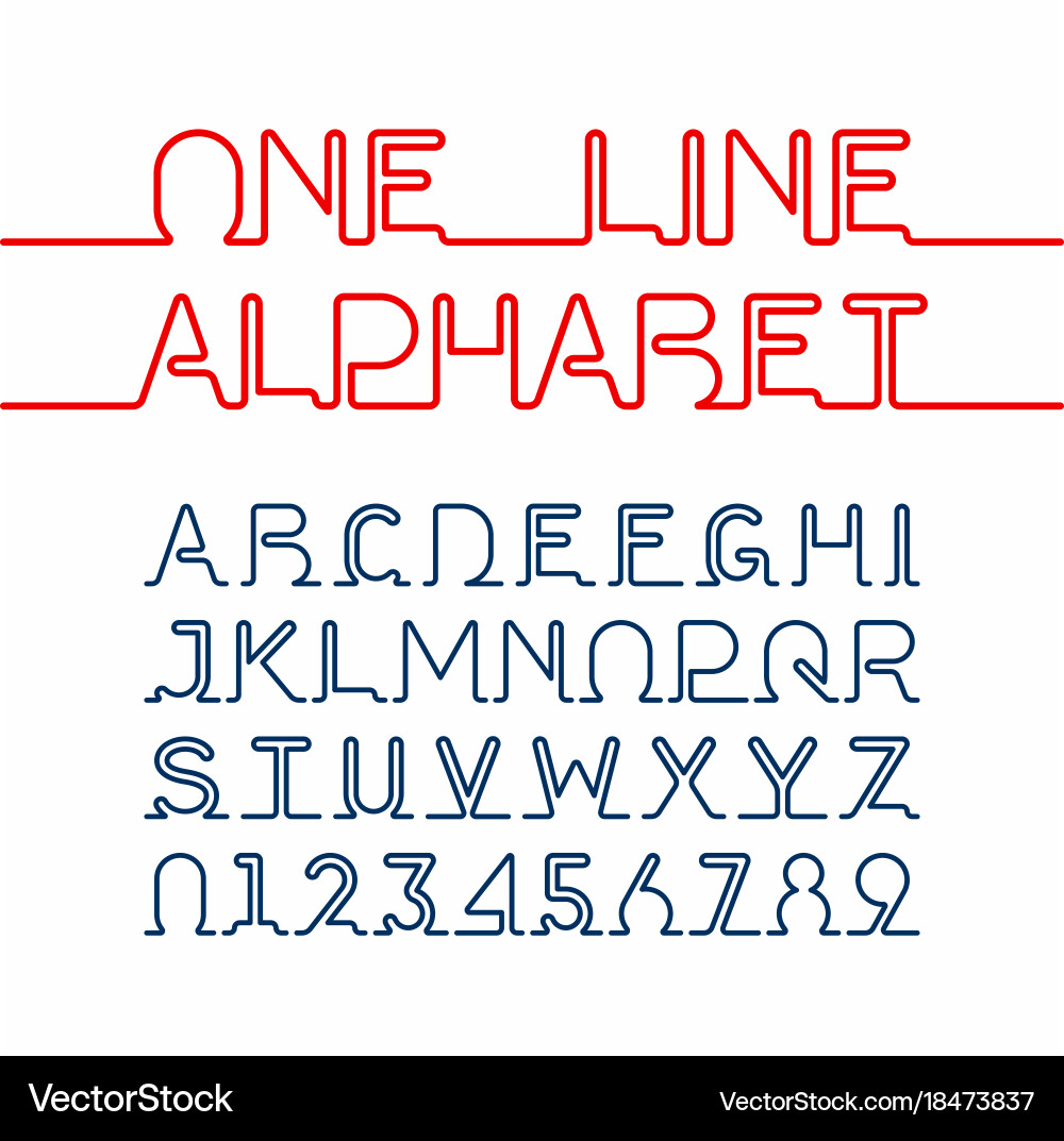 Single Line Alphabet Font Royalty Free Vector Image