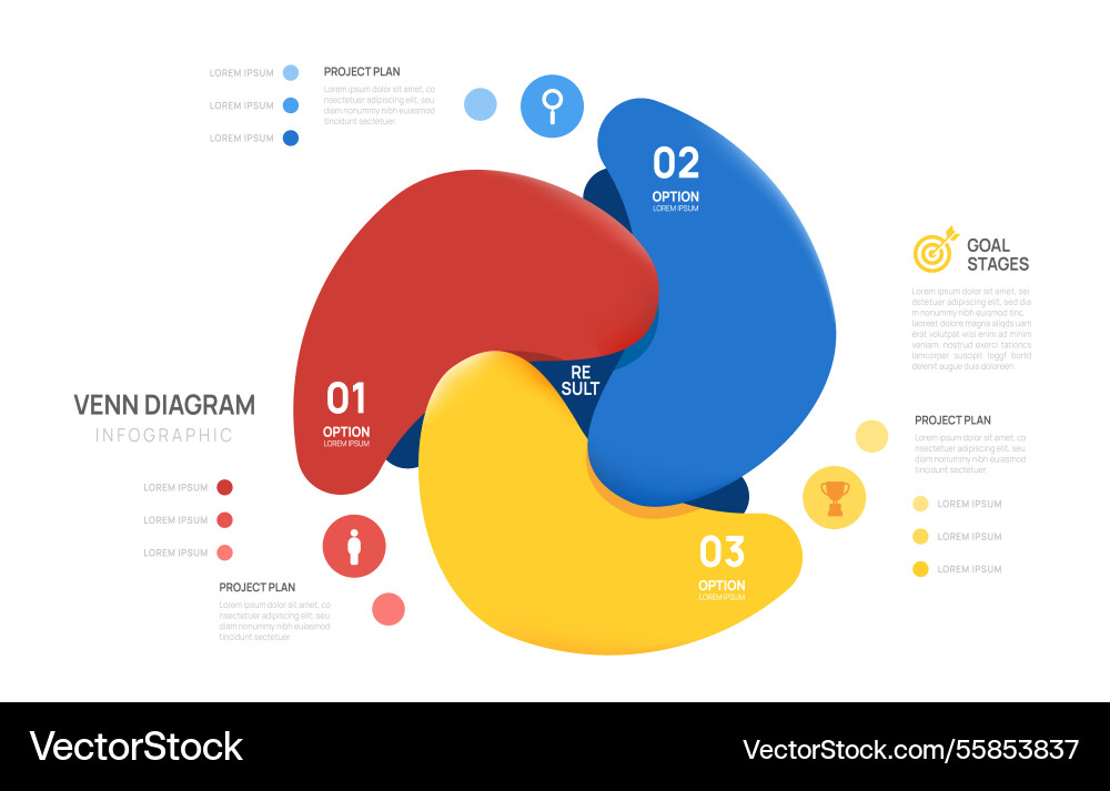 Venn diagram infographic chart template for Vector Image